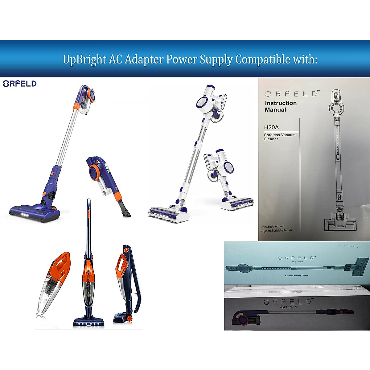 UpBright 26V AC Adapter Compatible with ORFELD EV-679 EV679 H20A EV660 EV-660 RB666 RB680 Li-ion DC 22.2V 2200mAh Vacuum Cleaner H20-A Battery RK-2650500 ZD12D270050US 26.5V 27V Power Supply Charger