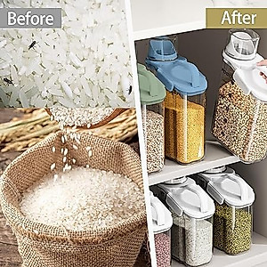 LANGMINGDE 1 Piece Cereal Containers Storage, 2.8L/95oz Airtight Large Dry Food Storage Containers with Pouring Spout Measuring Cup for Snacks Grain Rice,BPA Free Dispenser Plastic Bin, 1PC