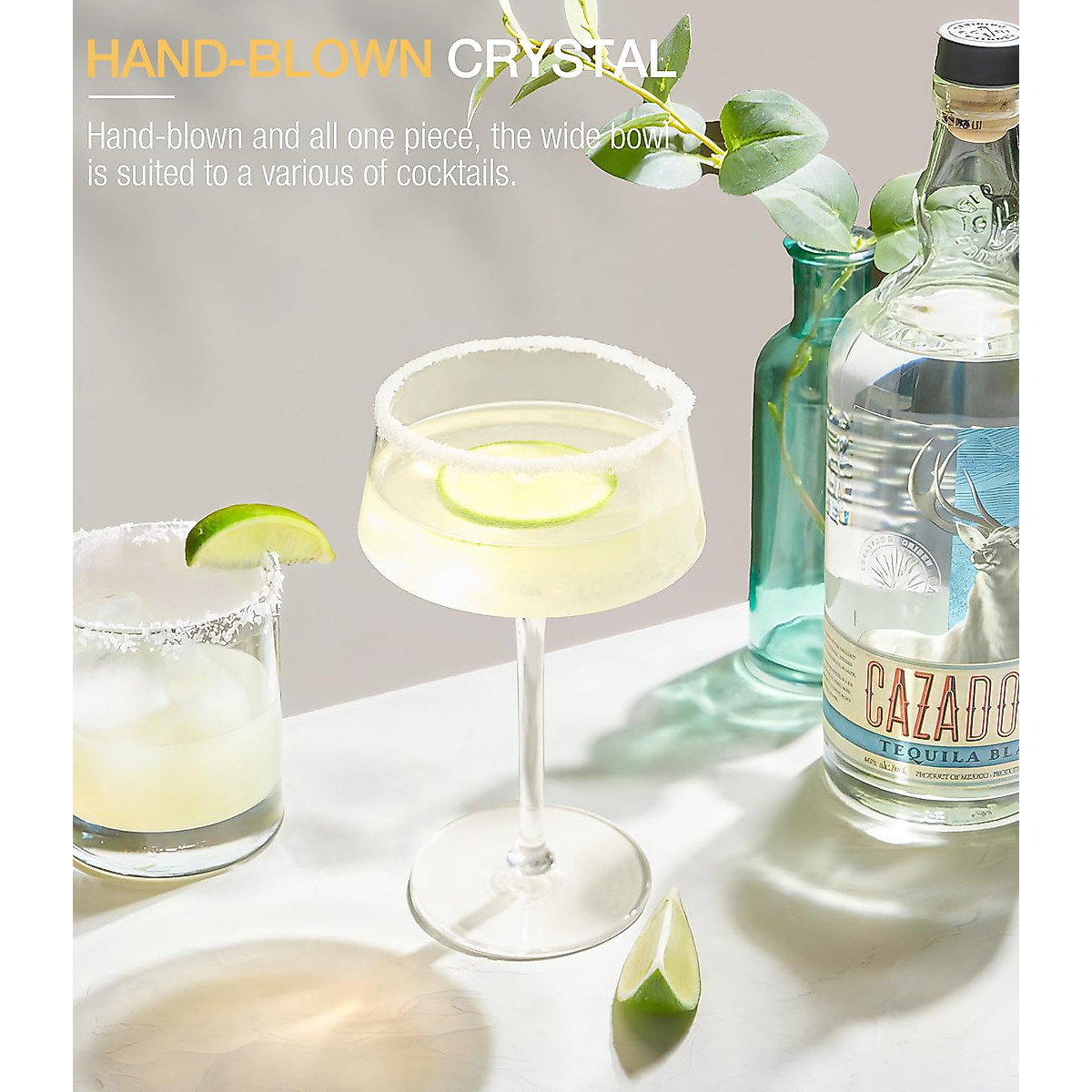 Coupe Glasses Set of 4, Martini Glasses Hand-Blown Premium Crystal Cocktail Glass for Manhattan, Margarita, Espresso Martini, Home Bar, Dinner Party, Birthdays, Housewarming Gift, 8oz Clear