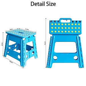 Non-Slip Folding Step Stool, Sturdy Safe Enough - Holds up to 300 Lb - 13 inch Footstool for Adults or Kids, Folding Ladder Storage/Opens Easy, for Kitchen,Toilet,Camping (Blue),Pack of 2