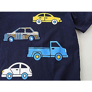 Bumeex Baby Boy's Monster and Truck Clothes,Summer Short Sleeve T-shirt and Shorts Outfit Set Navy 2t