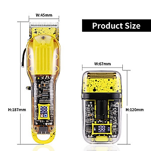 LOREAD Cordless Hair Clippers for Men and Shaver, Professional Electric Clippers, Rechargeable Barber Clippers Reciprocating Razor Shaver Set Transparent Hair Trimmer