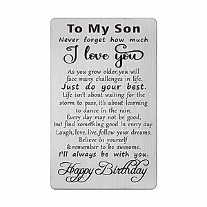 Son Birthday Gifts, Engraved Metal Card for Son Birthday, Happy Birthday Gifts for Son Unique