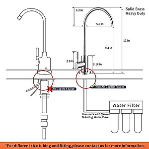 OWOFAN Brushed Kitchen Faucet Including Stainlees Steel Drinking Water Faucet, and Copper Soap Dispenser