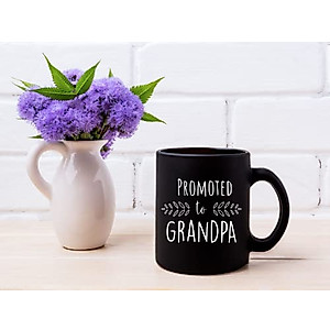 Pregnancy Announcement For Grandparents Black Coffee Mugs - Grandma To Be & Grandpa to Be 11 oz Mugs - Pregnancy Reveal Idea For Baby Announcement - Mug Set - Promoted to Grandma & Grandpa