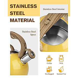 Hauce Radio Stovetop Tea Kettle, 2.1 Quart Stove Top Whistling Tea Kettles,Water Teapot Induction Tea Kettle with Food Grade Stainless Steel and Silicone Anti-Hot Handle, Suitable for All Heat Sources