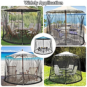 auanvel Patio Umbrella Mesh Screen Outdoor Polyester Mesh Netting Umbrella Hanging Tent with Zipper Door and Adjustable Rope, Fits for 7.5-10 FT Garden Camping Market Table Cantilever Offset Umbrella