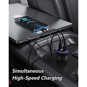 130W USB C Car Fast Charger,3-Port PD 100W PPS 45W QC3.0 30W Super Fast Charging Cigarette Lighter for MacBook Pro Air M1 Laptop iPhone 14 13 12 Pro Max Samsung S22 S21Ultra (with 100W USB C Cable)
