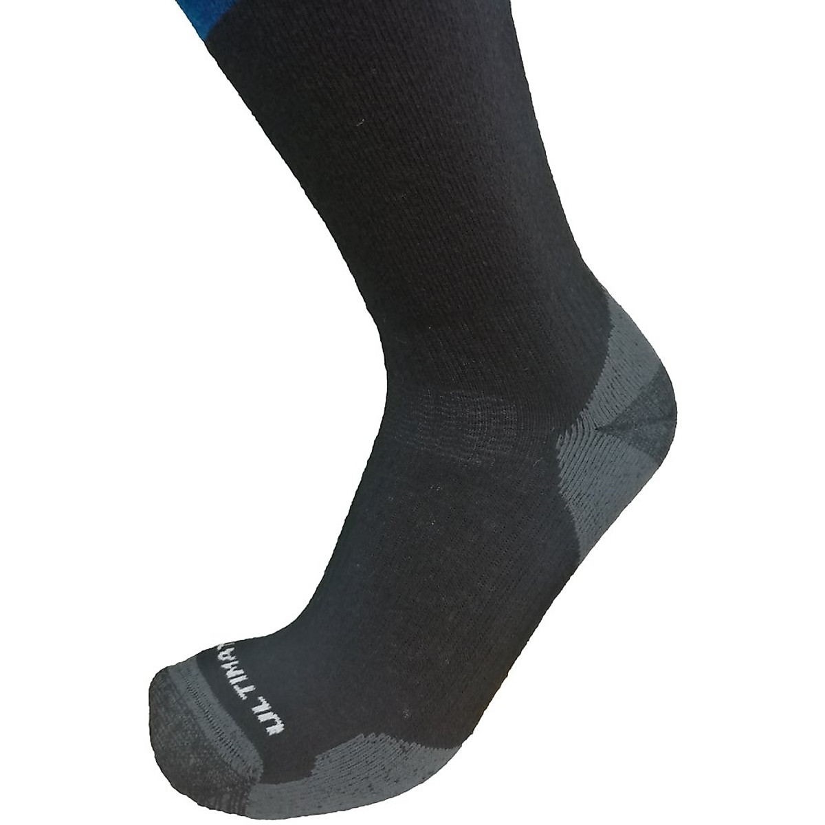 Ultimate Socks Mens Snowboard Ski Merino Wool Warm Socks Black/Blue Large 9-11.5