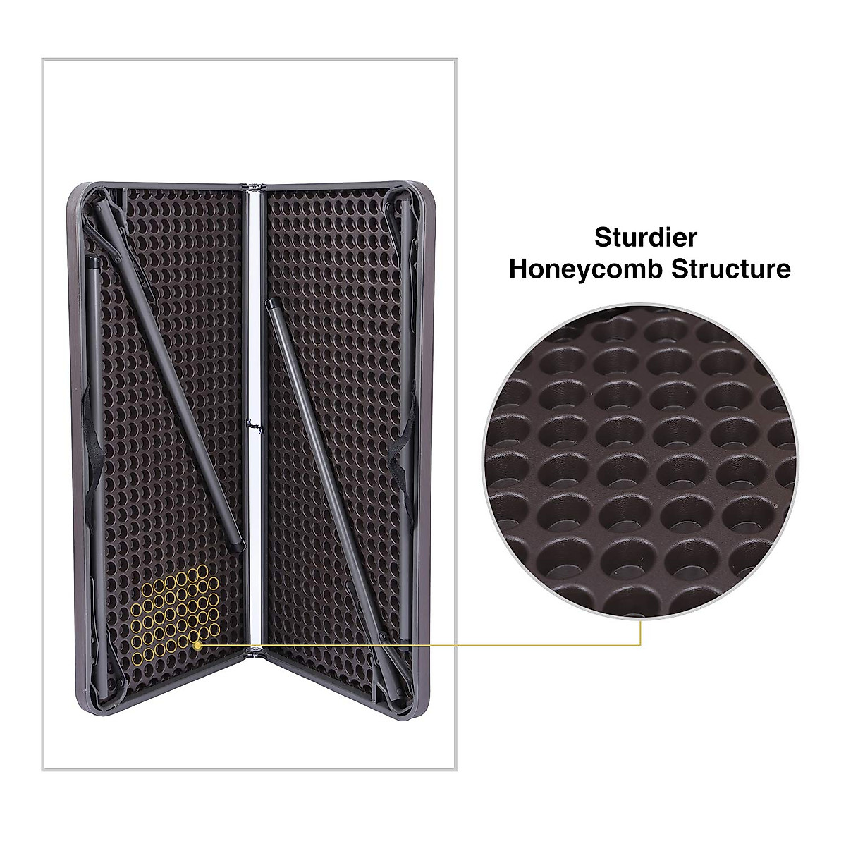 REDCAMP 34" Square Folding Card Table with Resin Top, Portable Fold in Half Small Card Tables with Collapsible Legs for Adults Indoor Outdoor Use, Brown