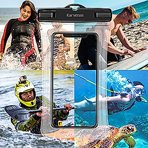 Karvense Waterproof Phone Pouch Case Floating, Waterproof Cell Phone Lanyard Bag/Holder for iPhone, Samsung Galaxy, Pixel, Universal Dry Bag for Vacation, Beach, Shower, Kayaking, Snorkeling- 4 Pack