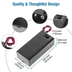 QTEATAK 2pcs 9v Battery Holder with Switch and Lead Wires