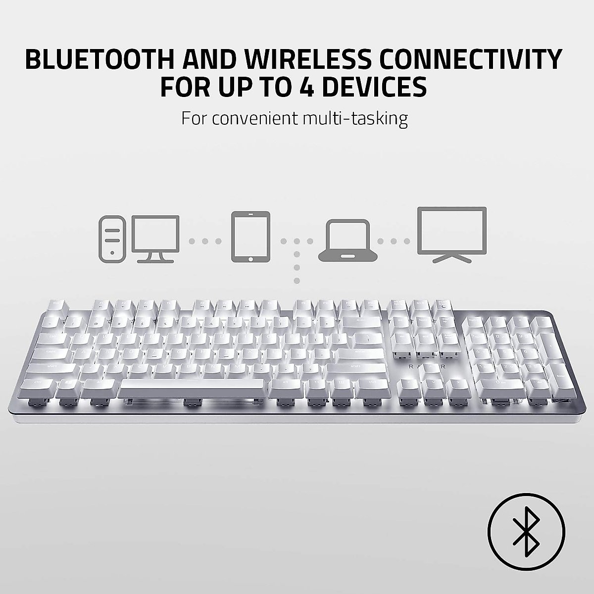 Razer Pro Type: Wireless Mechanical Productivity Keyboard Orange Mechanical Switches - Fully Programmable Keys - Bluetooth and Wireless Connectivity - Durable for Up to 80 Million Keystrokes