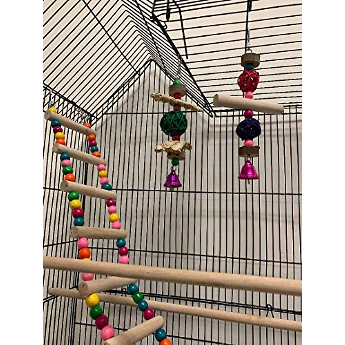 Large Double Roof Top Flight Bird Cage With Toys for Cockatiel Parakeet Conure Lovebird Budgie Parrotlet Finch Canary Small Parrot Bird Cage