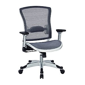 Space Seating 317 Series Executive Light Air Grid Office Chair with Breathable Mesh Back, Lumbar Support, 2-to-1 Synchro Tilt Control and Adjustable Tension, Platinum Finish