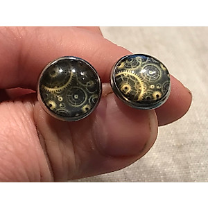 Minimalist Steampunk Earrings, Post Posts Surgical Steam Punk Earrings, Stud Studs Stainless Steel Earrings, Surgical Steel Earrings by AnnaArt72