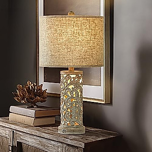 OYEARS 3-Way Dimmable 22'' USB A+C Touch Control Table Lamp with Nightlight for Living Room Bedroom Farmhouse Bedside Nightstand Lamps (1 Bulbs and 1 Built-in LED Beads Included)