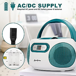 Byron Statics Portable CD Boombox with AM/FM Radio, Top Loading CD, 1W RMS x 2 Stereo Speaker, Aux-in Jack, LCD Display, AC110-120V Operated (KBB-250)