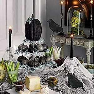 UCSAJI 6PCS Halloween Black Realistic Crow Halloween Props Black Feathered Crow Simulation Animal Model for Party Decoration