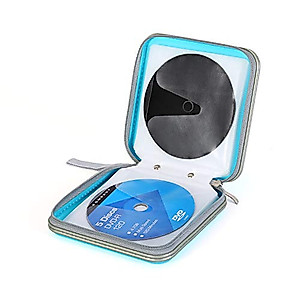 Home Wing CD Case Bright Color CD/DVD Holder for 30 Capacity Hard Shell CD Storage Car DVD Collection Sky Blue