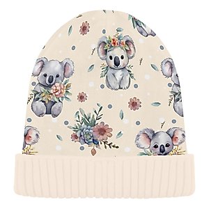 Naanle Floral Koalas Mens Womens Beanie Hat Stretch Slouchy Warm Knit Winter Hats Skully White Beanie Women Ski Beanies Cap