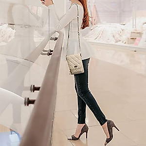 Bhumane Small Crossbody Phone Leather Bag for Women Mini Shoulder Wallet Card Purse (D - Ivory)