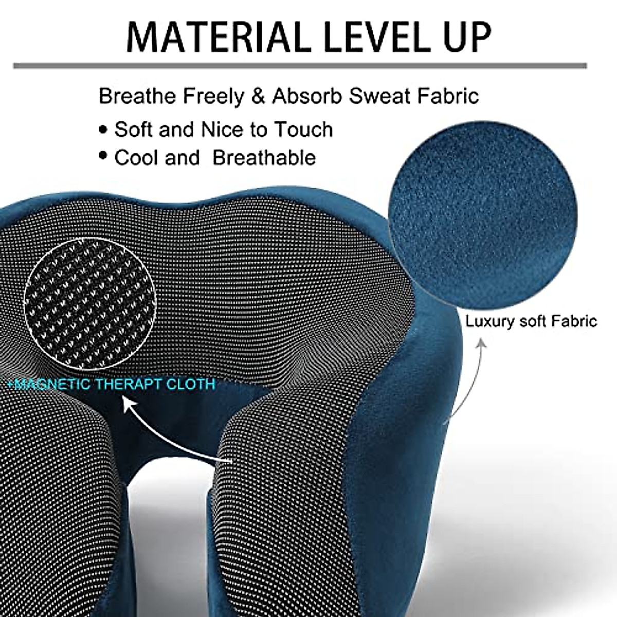 SREOZ Memory Foam Neck Pillows for Travel,Adjustable Travel Neck Pillow for Airplanes Travel Essentials, Ergonomic Plane Travel Pillows for Sleeping Airplane, Car, Train, Bus (Blue)