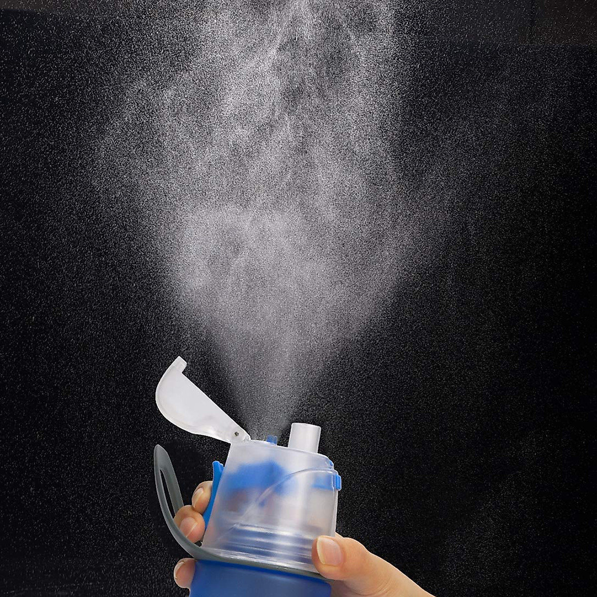 Linowos Drinking and Misting Sports Water Bottle, Non-Toxic BPA Free, Fast Water Flow Opens with 1-Click, Portable Leak-Proof Spray Cup for Cycling Fitness Camping Hiking Outdoor