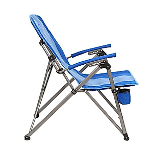 Kamp-Rite Portable Folding Reclining Camping Chair with 3 Positions, Swing Away Cup Holder, and Bag for Camping, Tailgating, and Sports, 325 LB Capacity, 2 Tone Blue