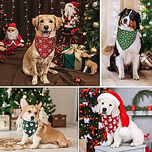 ADOGGYGO 4 Pack Dog Bandana Christmas Dog Scarf Bibs Kerchief Set Dog Christmas Costume Xmas Holiday Bandanas for Medium Large Dogs Pets (Large, Red&Green)