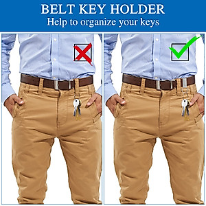 TIESOME 4pcs Belt Key Clip Key Chain, Belt Security Metal Key Holder for Car Keys Key Chain and Men Women Home Office Supplie (Silver)