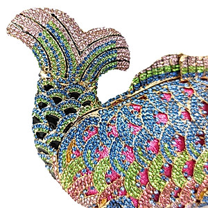 Boutique De FGG Super Mini Women Fish Evening Bags Crystal Clutch Purse Wedding Party Rhinestone Handbags (Pink&Green)