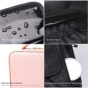 Bvser Travel Makeup Case, PU Leather Portable Organizer Makeup Train Case Makeup Bag Cosmetic Case with Adjustable Dividers for Cosmetics Makeup Brushes Women (Pink)