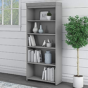 Bush Furniture Fairview 5 Shelf Bookcase, Cape Cod Gray