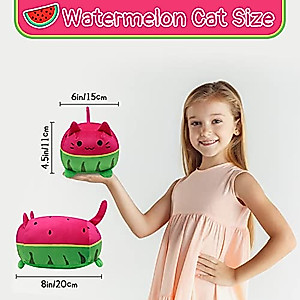 Bekrgwiy Watermelon Cat Stuffed Animal Toys for Kids - Plush Pillows Watermelon Cat Plushies - Fun Fruit Pillow and Toy Cat for Kids - Hugging Plush Pillow Toy Gifts for Kids Girlfriend