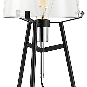 Globe Electric 67024 Lancaster 20" Table Lamp, Black Finish, Exposed Chrome Socket, Clear Glass Shade, In-Line Rocker Switch