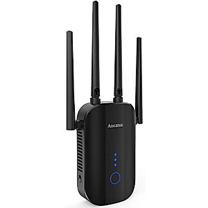 Ancatus-WiFi Extender AC1200, Supports WPS, Covers up to 1200 sq.ft. and 25 Devices, 1200Mbps Dual Band WiFi Booster with External Antennas, WiFi Repeater, Repetidor de Señal, Wall Plug Design(A2)