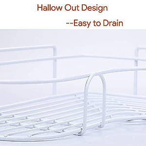 LAIGOO Adhesive Shower Caddy Corner Shelf, Metal Bathroom Shelf Wall Mounted Shower Shelf, Non-Drilling Floating Shelves for Shower Organizer/Bathroom Organizer/Kitchen (2 Pack, White)