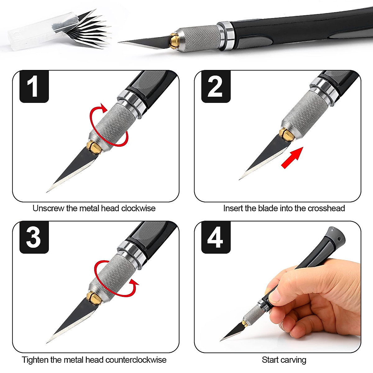 EHDIS Exacto Precision Hobby Knife Set Craft Knife Kit 9mm Utility Knife with Extra Blades Steel Ruler for Art, Working-Stencil, Scoring, Scrapbooking, Architecture Modeling, Crafting, Precision Knife