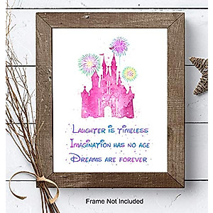 Quote Wall Art Poster Print - 8x10 Castle Cute Pink Girls Room, Bedroom Decoration, Home Decor - Inspirational Motivational Gift for Kids and Women - 8x10 Unframed Photo print
