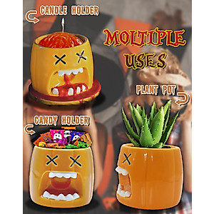 Halloween Candles - Gothic Candles - Bleeding Candles! Pure Natural Soy Wax - Quality Ceramics - Vintage Farmhouse Decor for Home Interior Room Table, Spooky Gift!