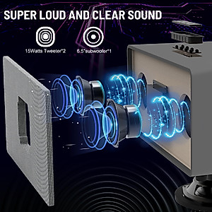 RHM K222 Karaoke Machine, with 2 Wireless Microphones & 5 Music Modes, Support Optical/Bluetooth/AUX/USB/PC, Wooden Bluetooth Speaker for TV/Home/Meeting/Karaoke/Party, Great for Music Lovers