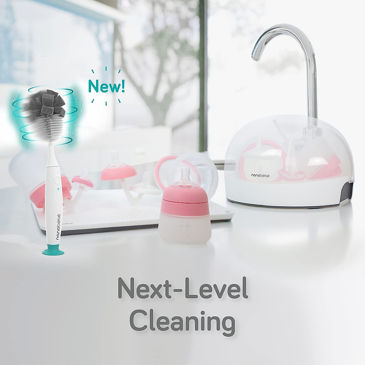 Nanobébé Flexy Silicone Baby Bottle, Anti-Colic, Natural Feel, Non-Collapsing Nipple, Non-Tip Stable Base, Easy to Clean 3-Pack, Pink, 5 oz