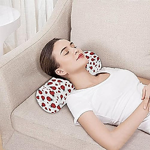 Vnurnrn Red Ladybird Neck Support Pillow Round Neck Roll Bolster Cylinder Pillow Cervical Pillows Shoulder Pillow for Leg Knee Back Head Support for Bedroom Camp Work Women Men