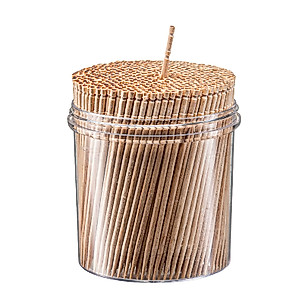 Prestee 2000ct Wooden Toothpicks + Reusable Toothpick Holder Container, Light Wood Toothpicks - Sturdy Smooth Finish Bamboo Tooth Picks for Teeth, Party Cocktail Picks, Toothpicks Wood for Appetizers