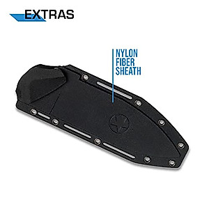 MTech USA MT-20-12 Fixed Blade Hunting Knife, Black Bowie Style Blade, Black Rubber Handle, 10-Inch Overall