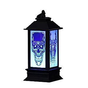 FKSESG Vintage Outdoor Candle Lantern Decorative with LED Light Halloween Candle LED Tea Light for Halloween Decoration Tabletop Lanterns Decorative Home Hanging Lanterns Battery Powered (A)