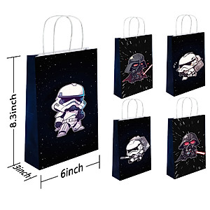 pepdhuk 16 Pcs Star Classic Wars Theme Birthday Party Mandalorian Decorations Gift Bags for Star Classic Wars Goodie Bags Party Supplies