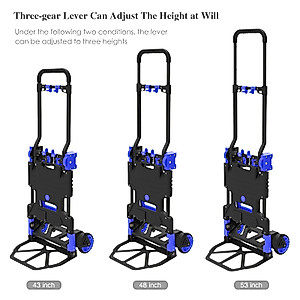 Oyoest Folding Hand Truck Heavy Duty 330LB Load Carrying,Convertible Dolly Cart with Retractable Handle and 4 Rubber Wheels,Portable Hand Truck Foldable for Luggage/Personal/Travel/Mobile/Office Use.