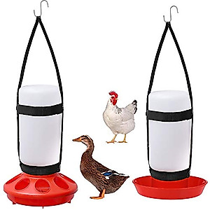 2 Packs Chick Feeder and Waterer Kit 1L Chick Feeder and 1L Chick Waterer Chicken Feeder and Hanging Chicken Waterer for Poultry Farm Chick Water Food Feeder